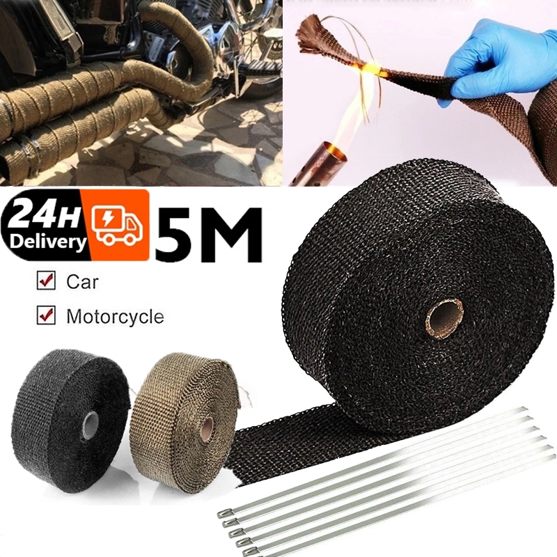 Exhaust Heat Wrap Roll for Motorcycle Fiberglass Heat Shield Tape with ...
