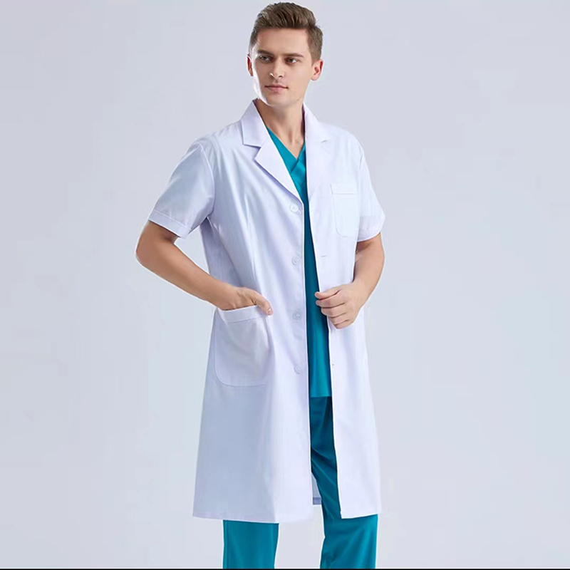 【Short Sleeve】 Lab Gown White Lab Coat Doctor Laboratory Gown White ...