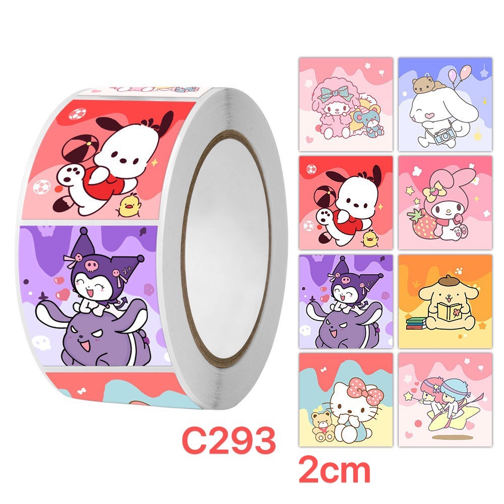 500pcs/Roll Sanrio Cartoon Sticker Tape Kuromi Pacha Dog Luggage Anime ...