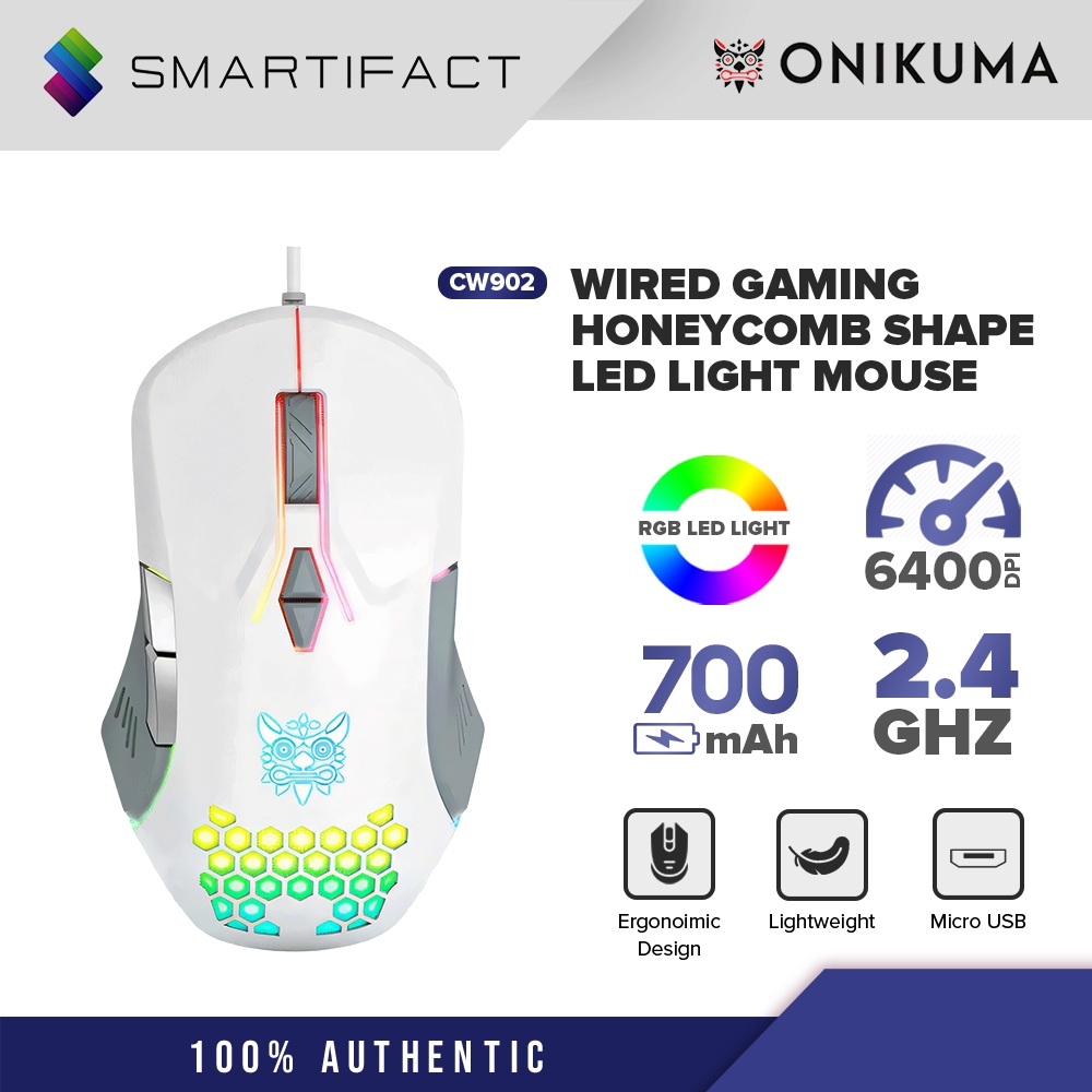 ONIKUMA CW902 Wired Gaming Mouse RGB Optical Mouse With Colorful Lighting (White) | Shopee ...