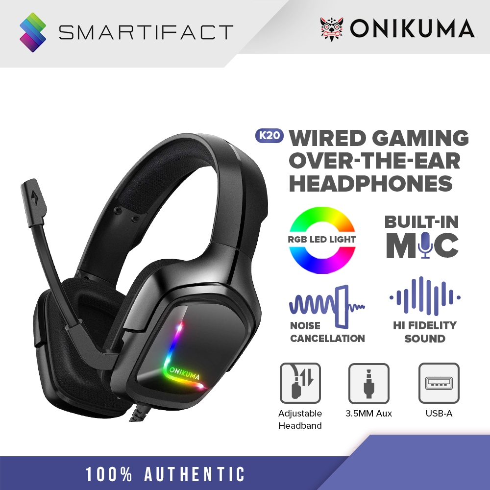 Onikuma K20 Gaming Headset RGB Backlight Over the Ear Headphone 3.5mm ...