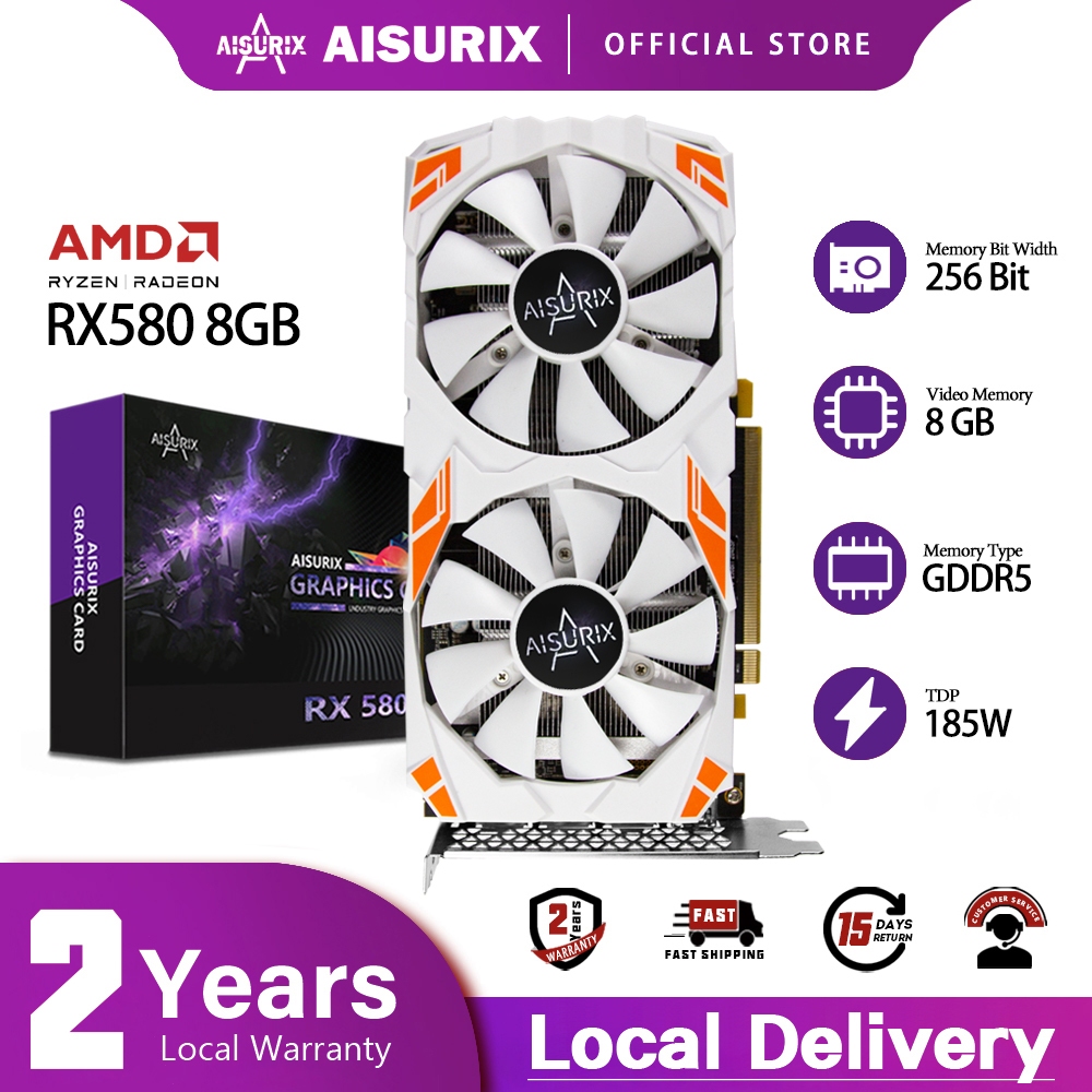 AISURIX RX 580 8G Graphics Card PC GPU GDDR5 256Bit Computer Video Card ...