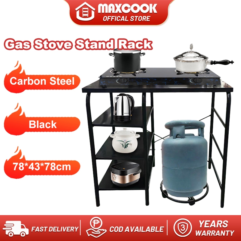 MAXCOOK Metal Gas Stove Stand Rack with LPG Roller Gas Rack Organizer ...