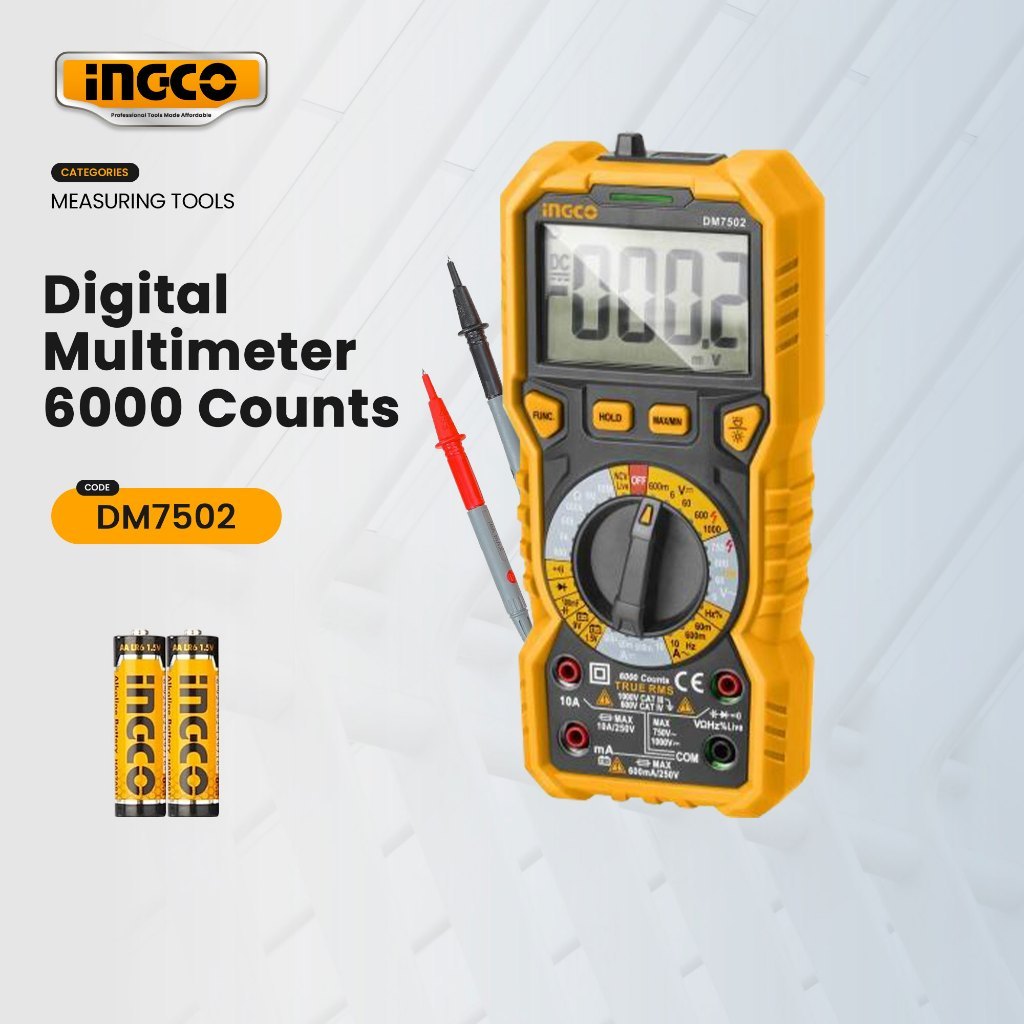 INGCO Digital Multimeter Tester 6000 Counts AC/DC Voltage Current ...