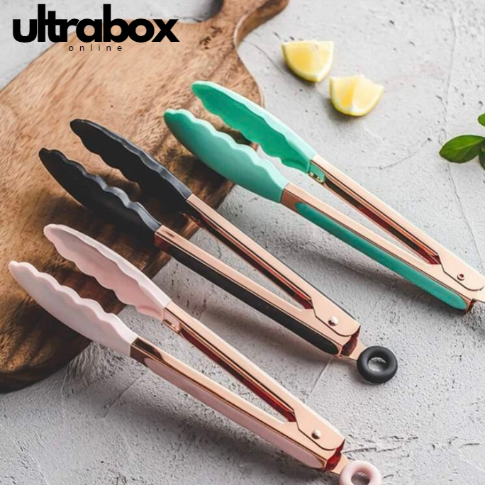 Colored Food Tong Stainless Steel Silicone Tipped Kitchen Food BBQ and ...