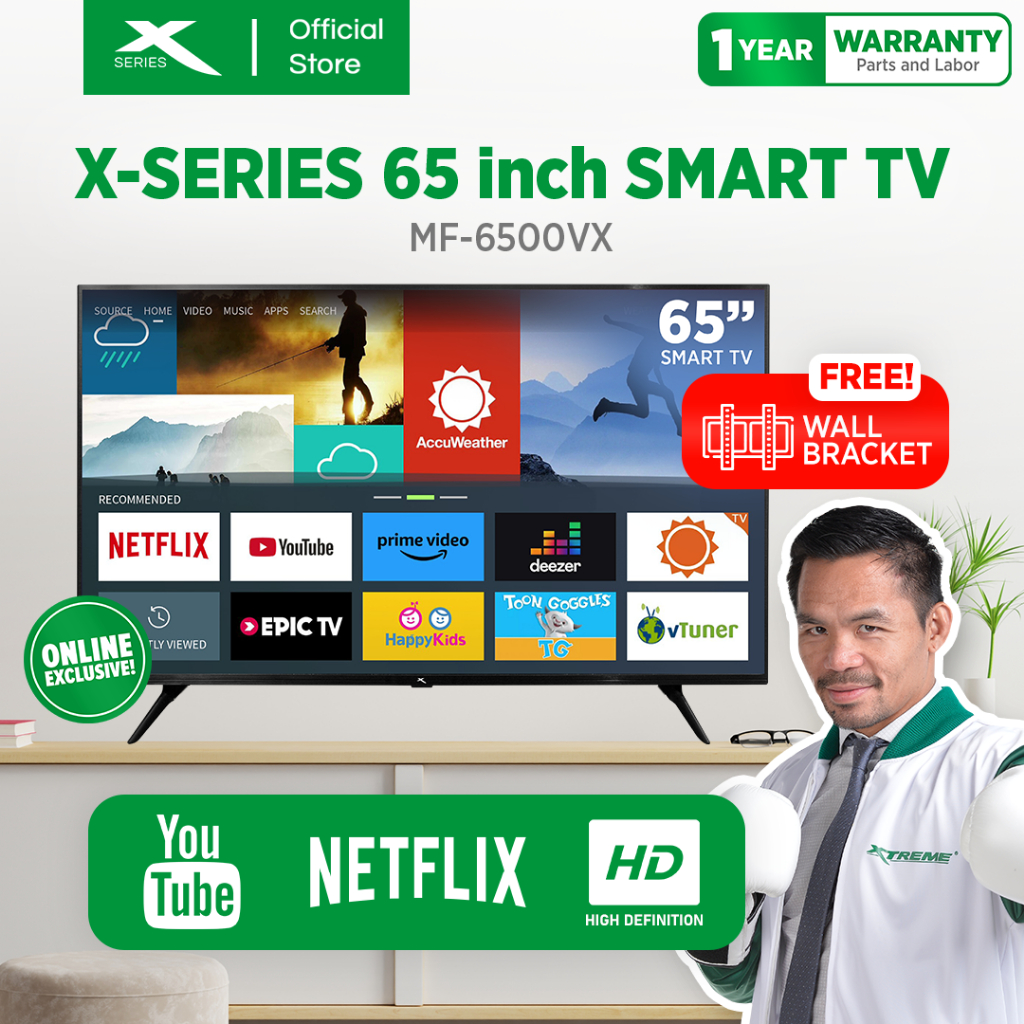 Xtreme 65 inch Linux Smart 4K Ultra HD LED TV Flat Screen Slim Bezel w ...