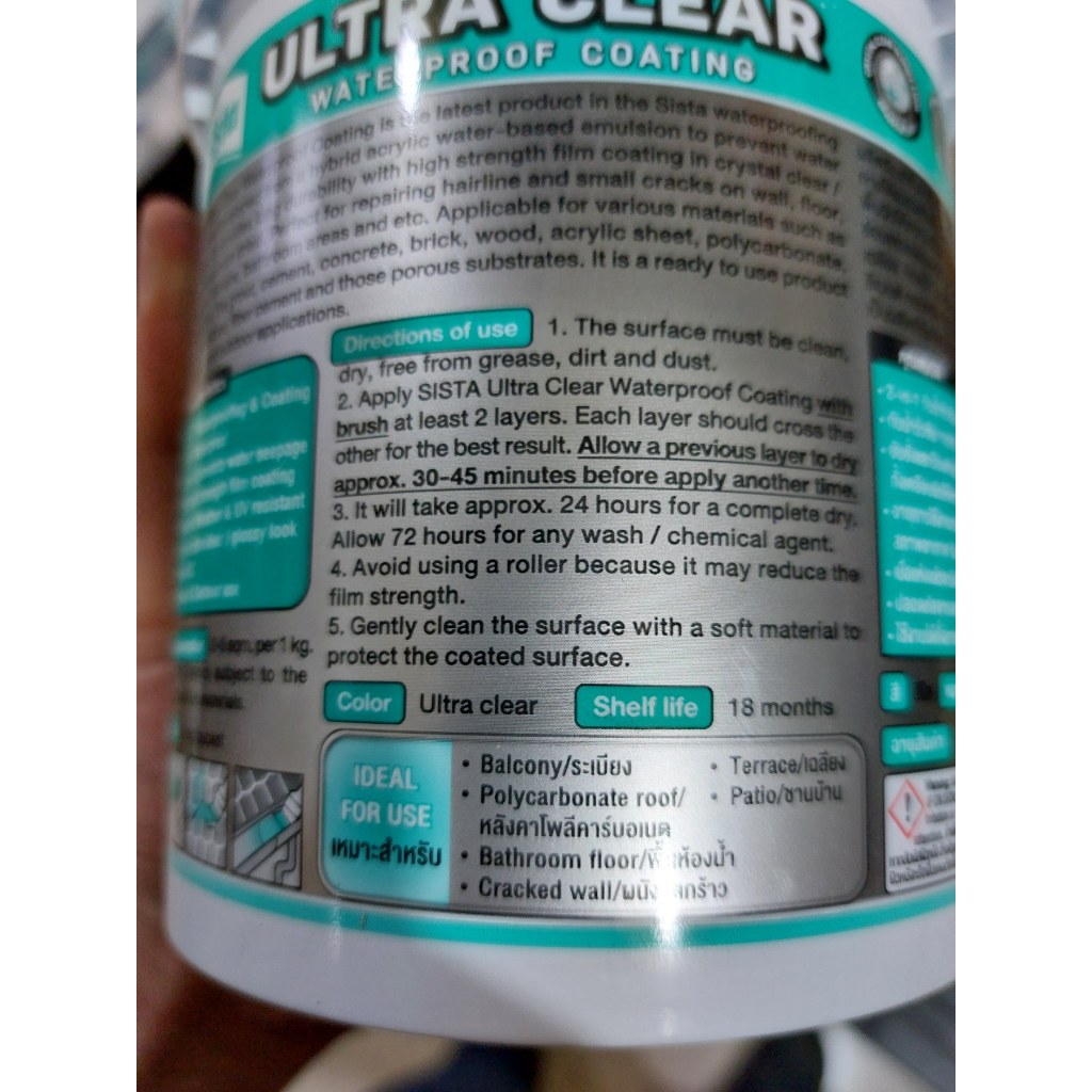 Sista 1LTR ULTRA CLEAR Waterproof Coating For Walls , Terrace ...
