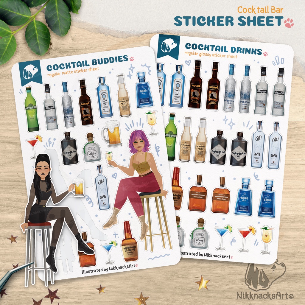 Cocktail Bar Sticker Sheet, Cocktail Stickers | Bujo, Planner, Journal ...