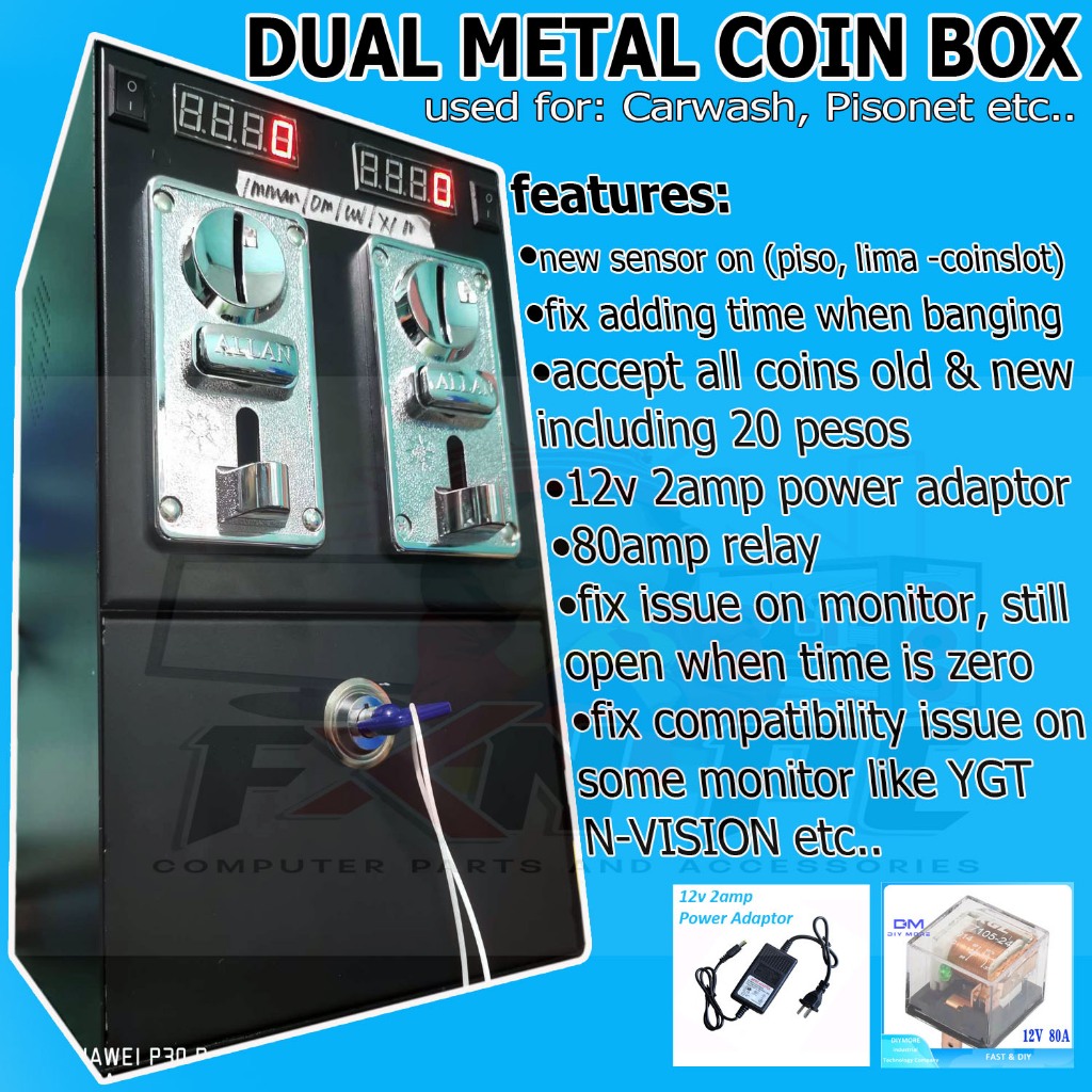 DUAL METAL COIN BOX FOR CARWASH, PISONET etc.. | Shopee Philippines