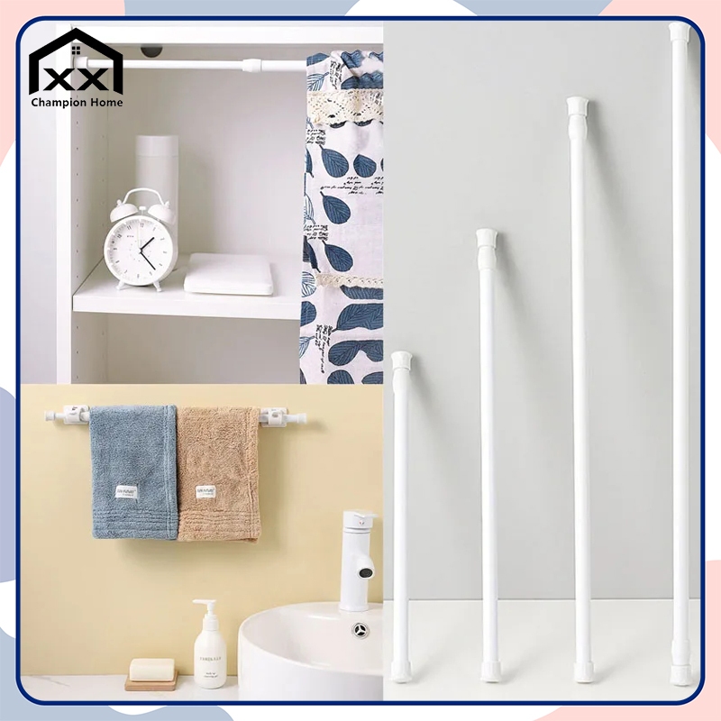 Multi Purpose Curtain Rod Adjustable Bar Spring Loaded Extendable ...