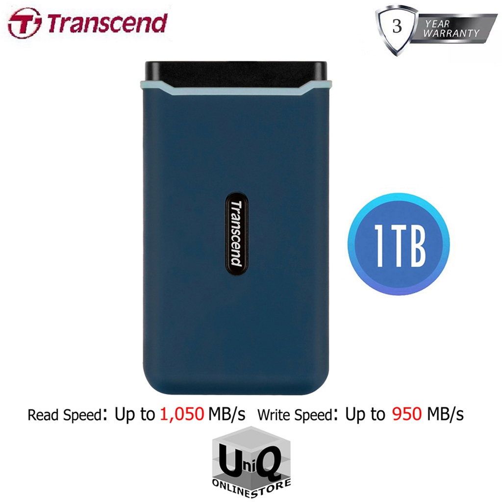 Transcend 1TB ESD370C portable SSD color navy blue, up to 1,050 MB/s ...