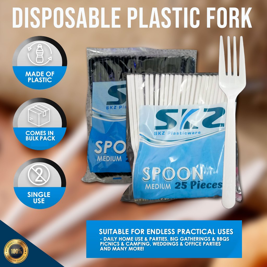Techno Microwavable Series DISPOSABLE FORK MEDIUM WHITE 25PCS PER PACK ...