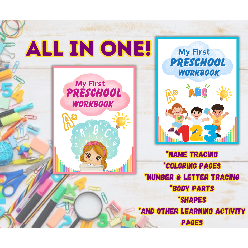 Preschool Workbook for kids/ Nursery starting workbook/PLUS Name ...