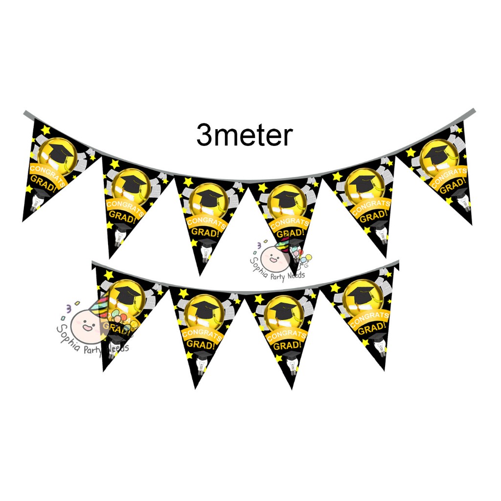 Banderitas Backdrop 3 meter Party Flags for Graduation Congrats ...