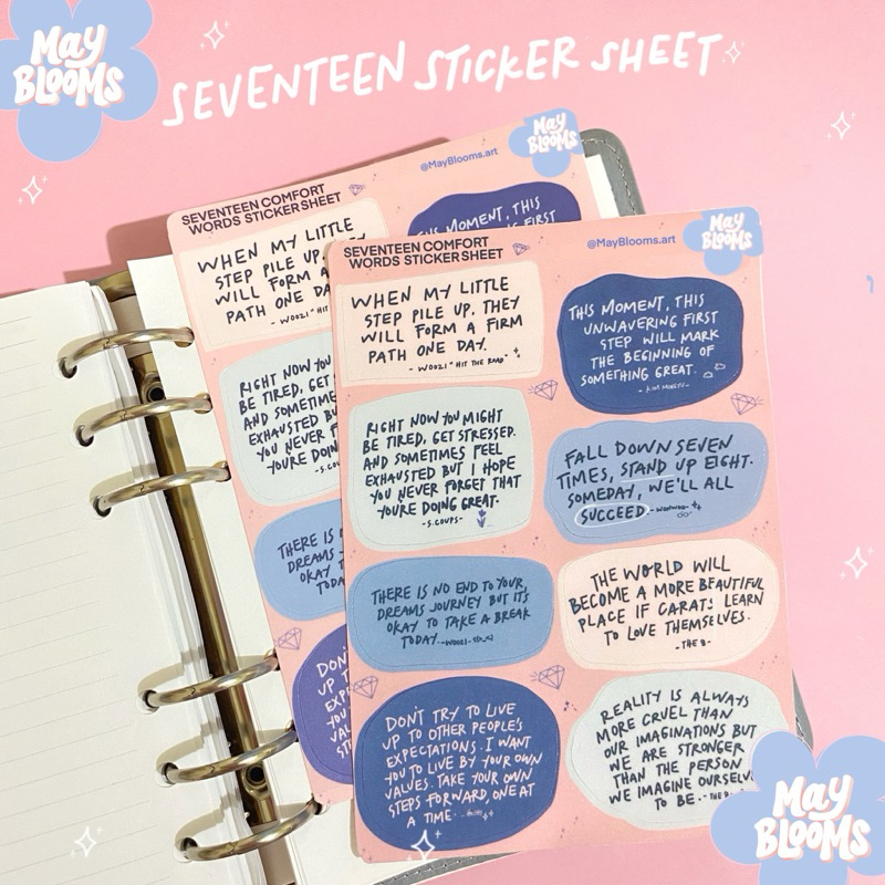Seventeen Sticker sheet, Seventeen Stickers, Seventeen Comfort Words ...