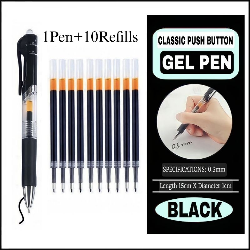 Pen with Refill Ballpen Set: 0.5mm Bullet Refillable Signature Gel Pen ...
