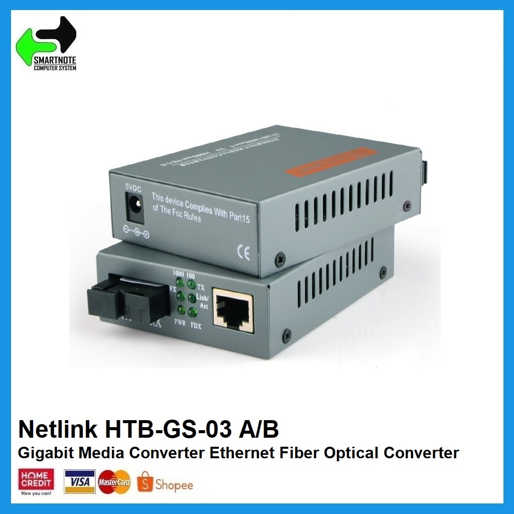 Netlink HTB-GS-03 A/B Gigabit Media Converter Ethernet Fiber Optical Converter Single Mode ONE ...
