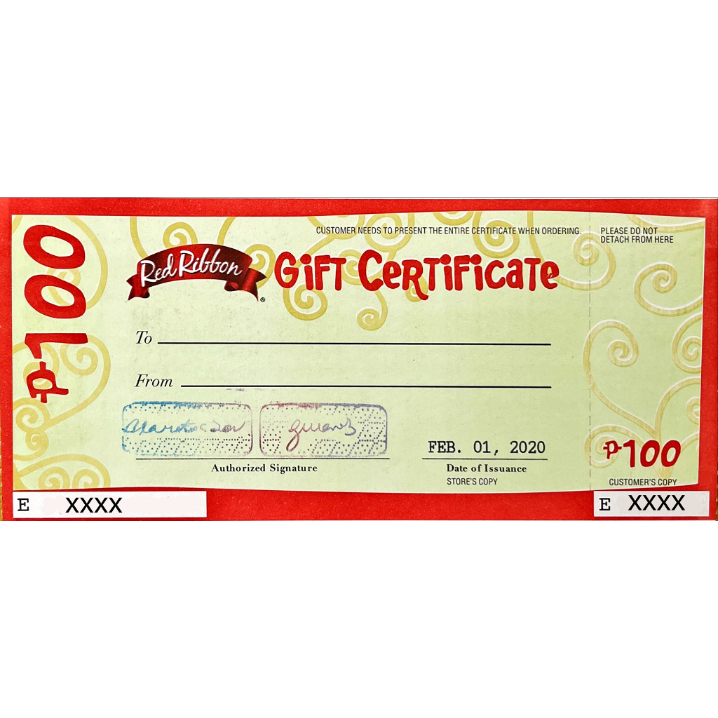 (NOT FOR SALE) Red Ribbon Gift Certificate | Shopee Philippines