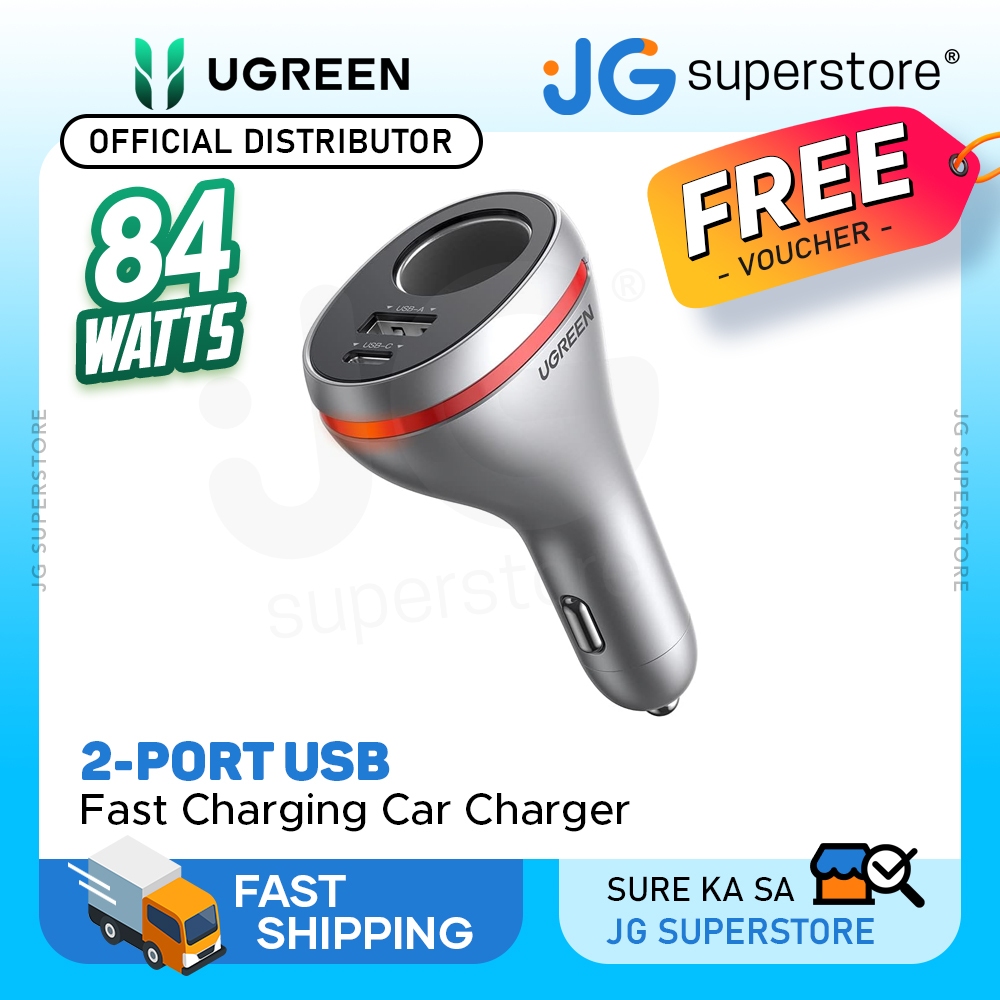 UGREEN 84W 2 Port USB A and Type C PD Fast Charging Universal Car ...