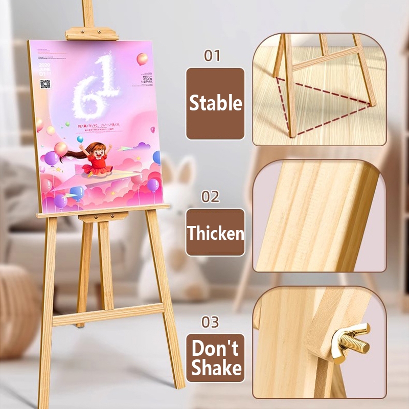 easel Wooden Easel Painting Display Adjustable Stand Liftable yellow ...
