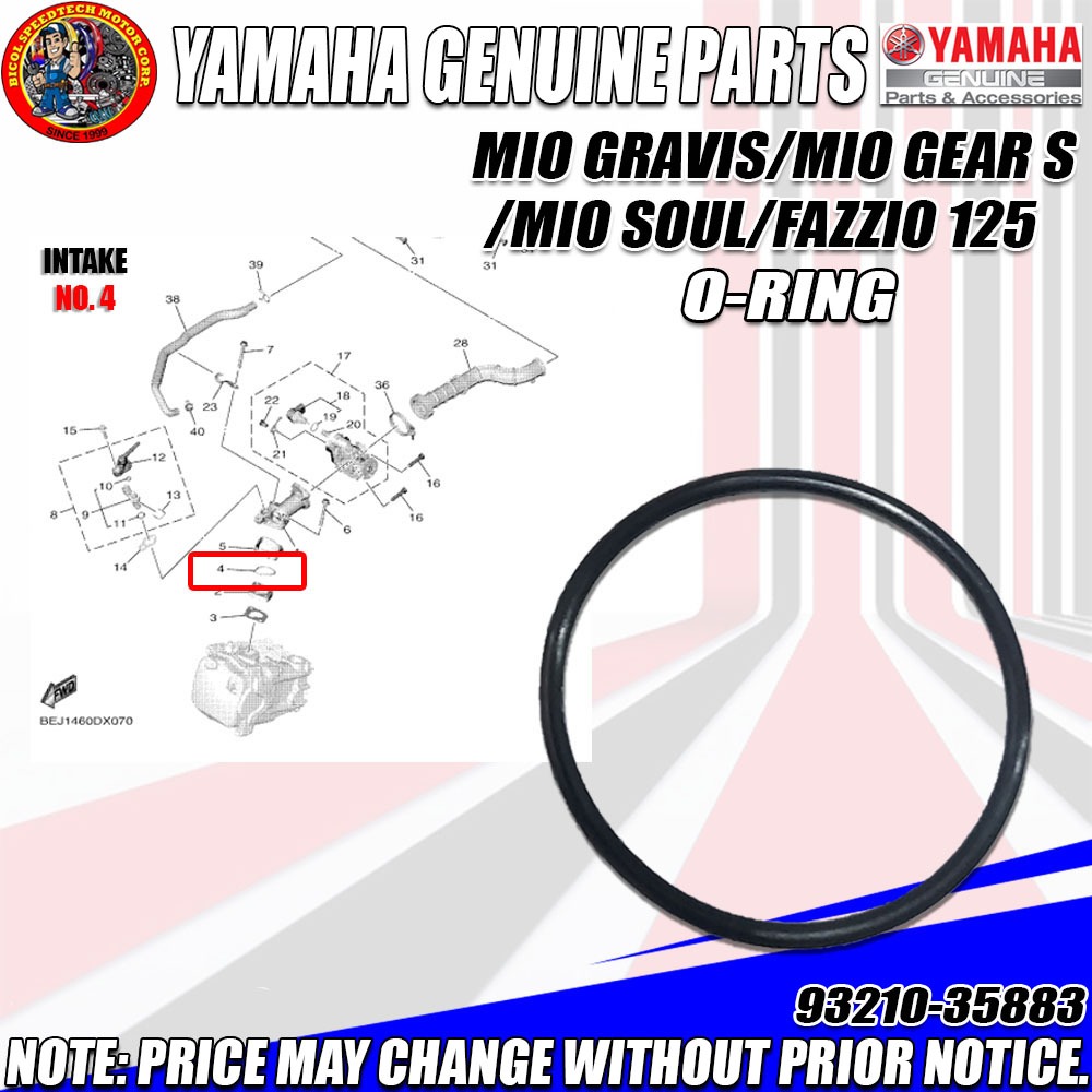 MIO GRAVIS/MIO GEAR S /MIO SOUL/FAZZIO 125 O-RING (YGP) (GENUINE: 93210 ...