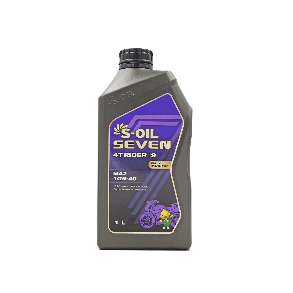 S-Oil Seven 4T Rider #9 SN+/JASO MA2 10W40 Fully-Synthetic Motorcycle Engine Oil (1 Liter ...