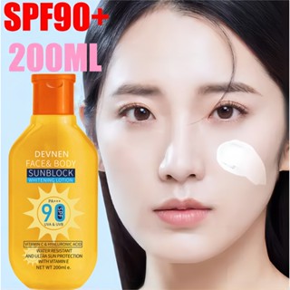 DEVNEN SPF90+ Sunscreen Lotion Face & Body Whitening Sunblock CreamLong Lasting Waterproof 200ml ...
