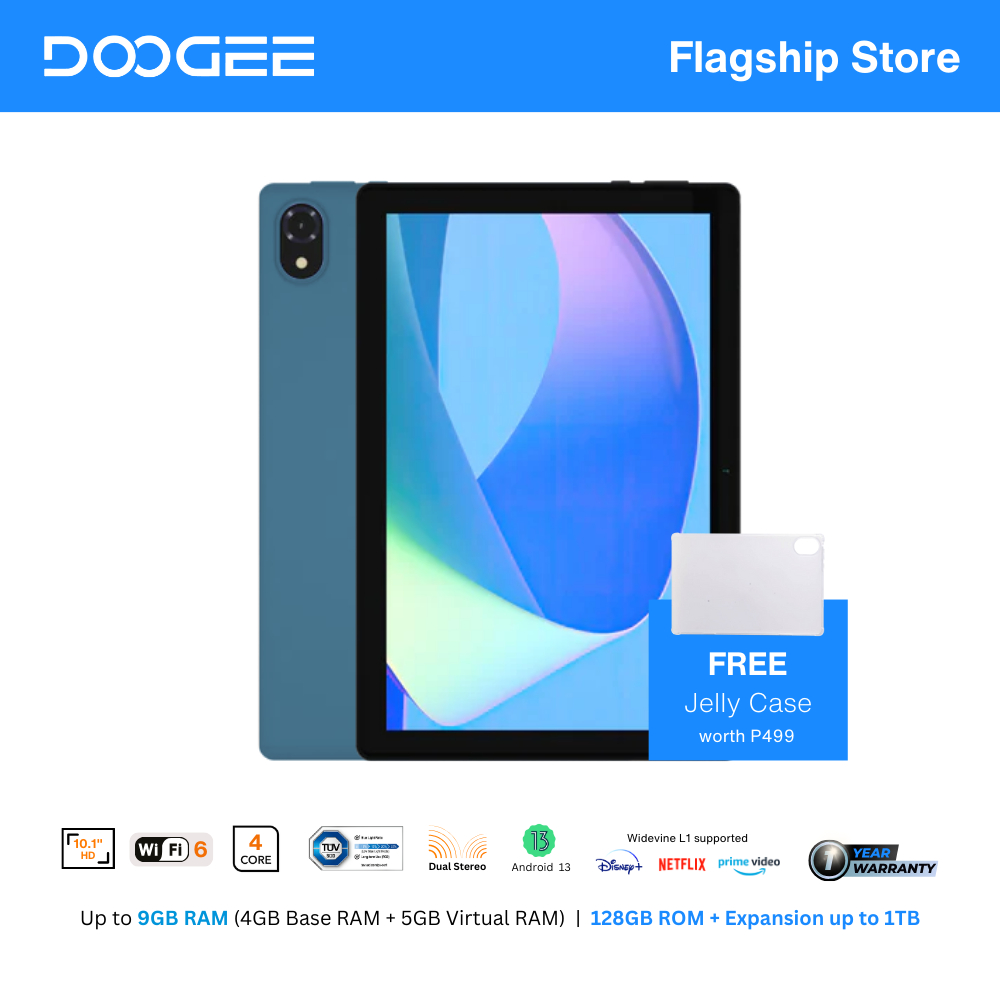 DOOGEE U10 Tablet | 10.1" IPS HD Display | Quad Core RK3562 | Android 13 | 9GB (4+5GB) RAM+128GB ...