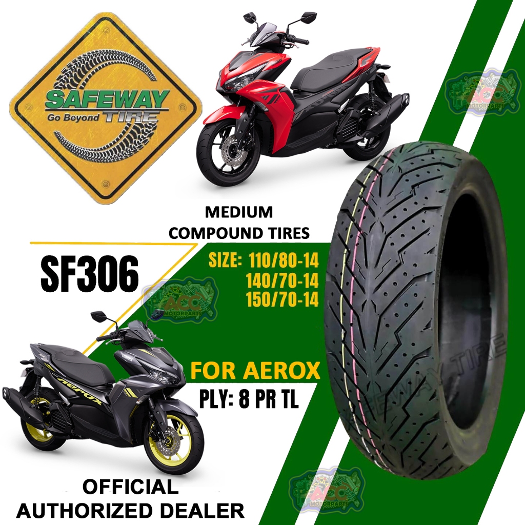 SAFEWAY Motorcycle AEROX Tire SF306 Rim 14 Tubeless 8PR Japan Standard ...