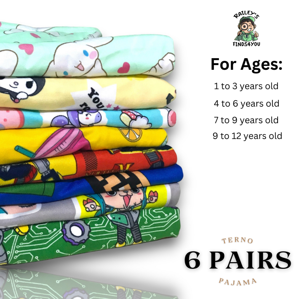 [6 Pairs] Terno Pajama Bundle for Girls or Boys - Assorted Prints ...
