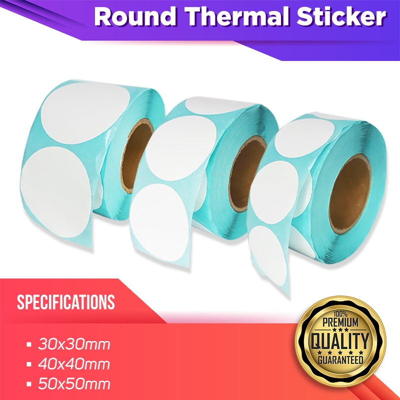 Thermal sticker paper round ( 30*30mm / 40*40mm / 50*50mm ) | Shopee ...