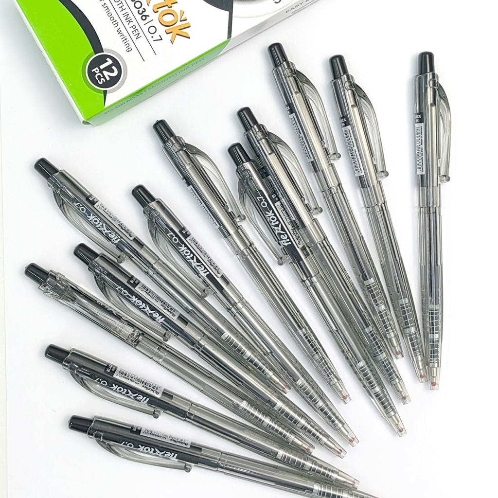 FlextoK Black Ballpen 12pcs/Box Smooth Ink Pen | Shopee Philippines