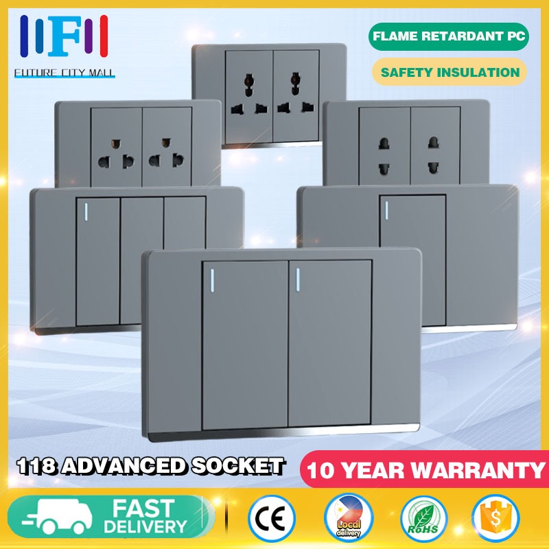 FCM Wall Switch Wide Series Outlet Socket 1 2 3Gang Wall Switch for ...