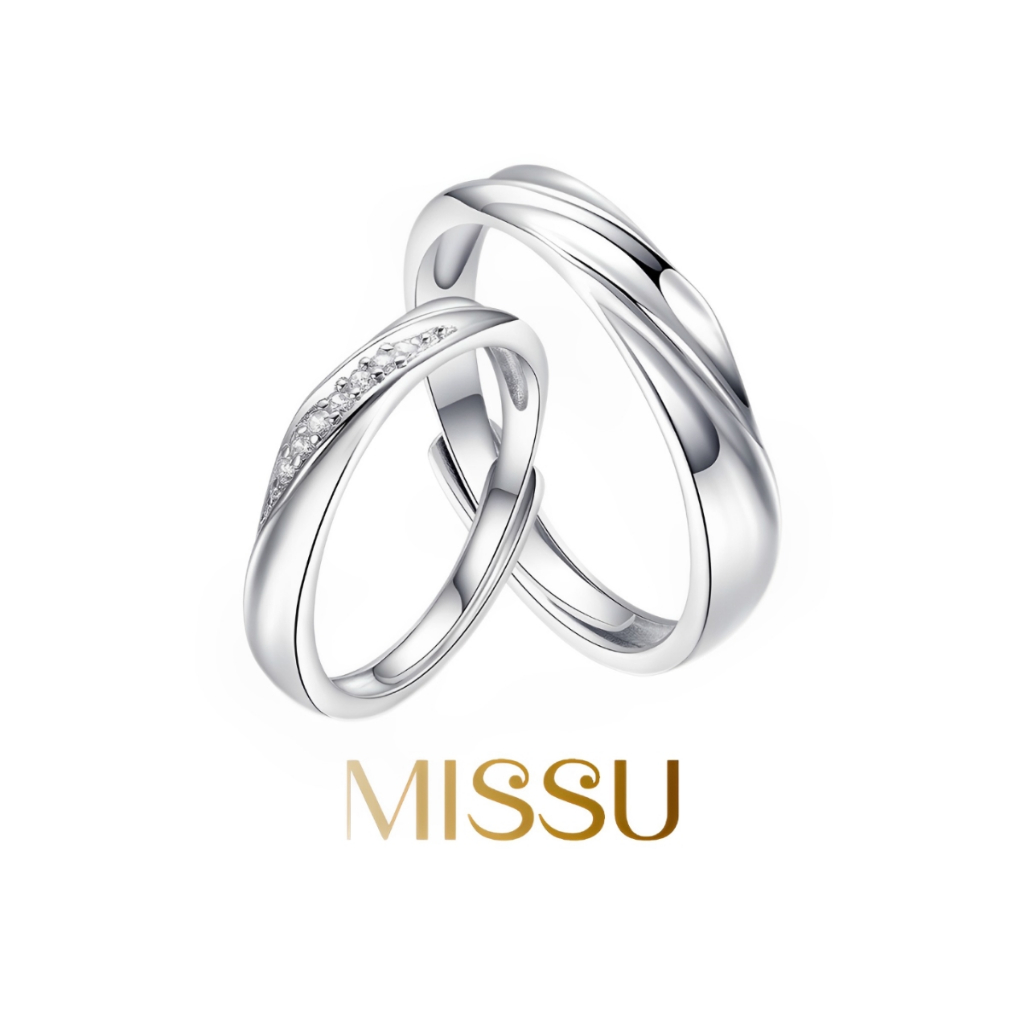 Missu 2pcs 925 Silver Couple Ring Cubic Zircon Diamond Couple Wedding ...