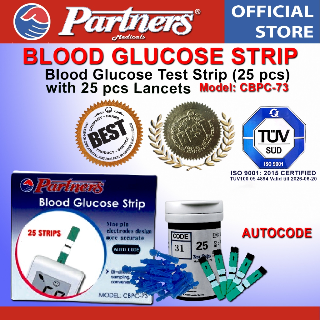 Partners GlucoLeader Value Blood Glucose Test Strip (25 pcs with Free ...