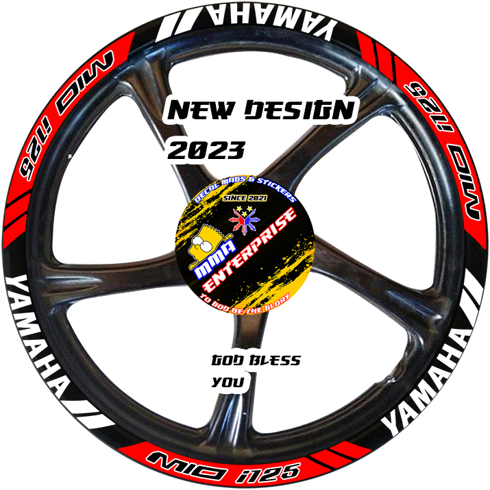 YAMAHA MIO i125 PRINTED MAGS STICKER DECALS (SET FOR 2 WHEELS FRONT AND ...