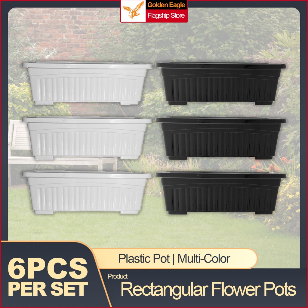 Golden Eagle (6pcs) MEDIUM Long Rectangular Pots Rectangle Pot 13.5 ...