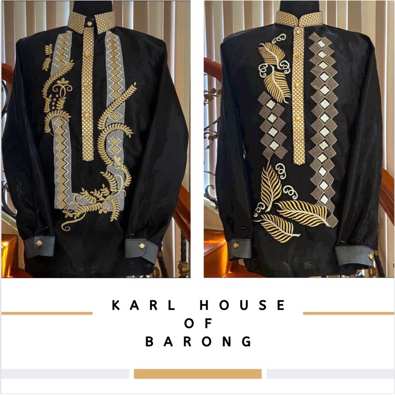 BLACK Barong Tagalog for Men and Black Modern Barong Dress for Ladies ...