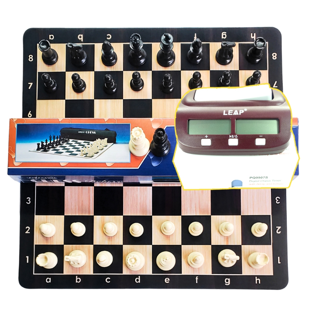 Eureka Chess Rubberized Mat with Leap Chess clock Combo amd 2 Extra ...