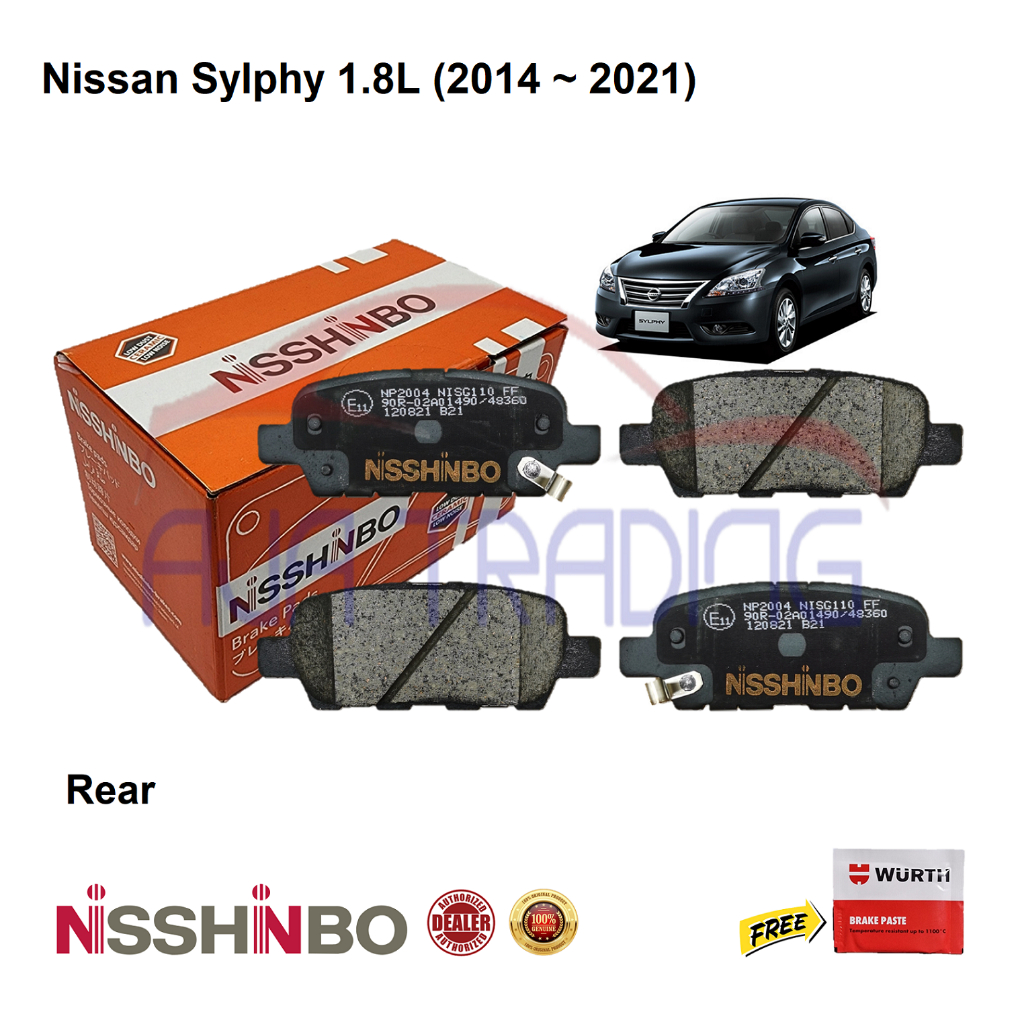Genuine Nisshinbo Rear Brake Pads with SHIMS for Nissan Sylphy 1.8L ...