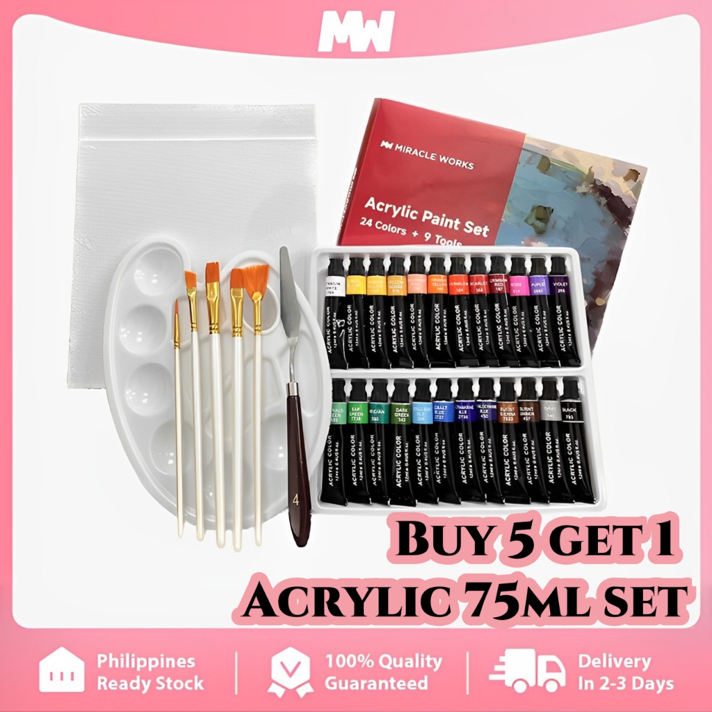 MW 12/24 Colors Acrylic Paint Set/Watercolor Paint Set with Painting ...