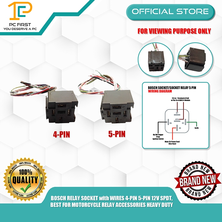 PC FIRST BOSCH RELAY SOCKET with WIRES 4-PIN 5-PIN 12V SPDT, BEST FOR ...