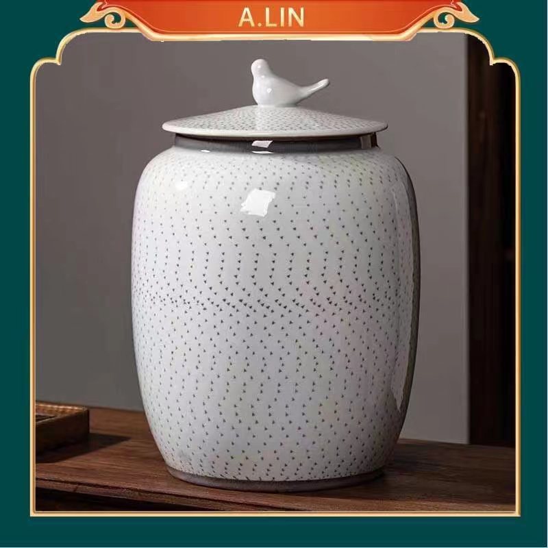 Ceramic rice jar household grain storage container 15 kg moisture proof ...