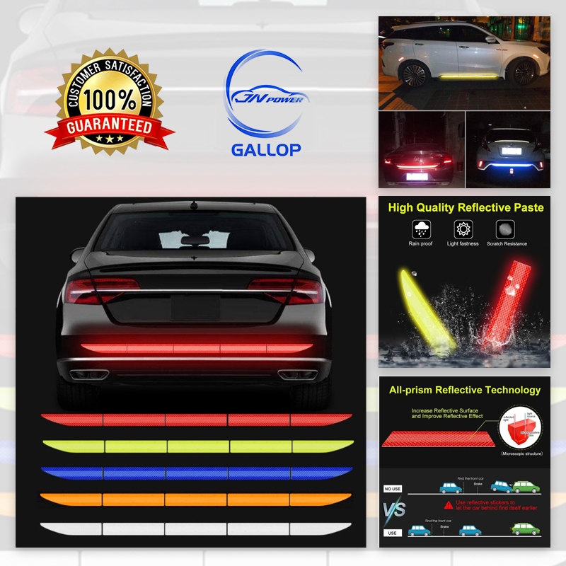 5 pieces of car trunk reflective stickers warning safety tape anti ...