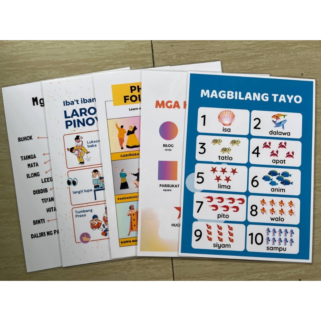 BUNDLE OF 5 TAGALOG Educational learning materials for kids Laminated ...