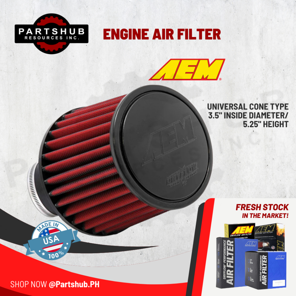 AEM DRYFLOW AIR FILTER 21-204DK (UNIVERSAL CONE TYPE DIAMETER 3.5 ...