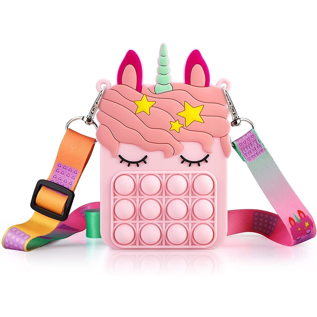 Timi Pop It Bag For Kids Girls Fidget Toy Unicorn Bag Children Coin ...