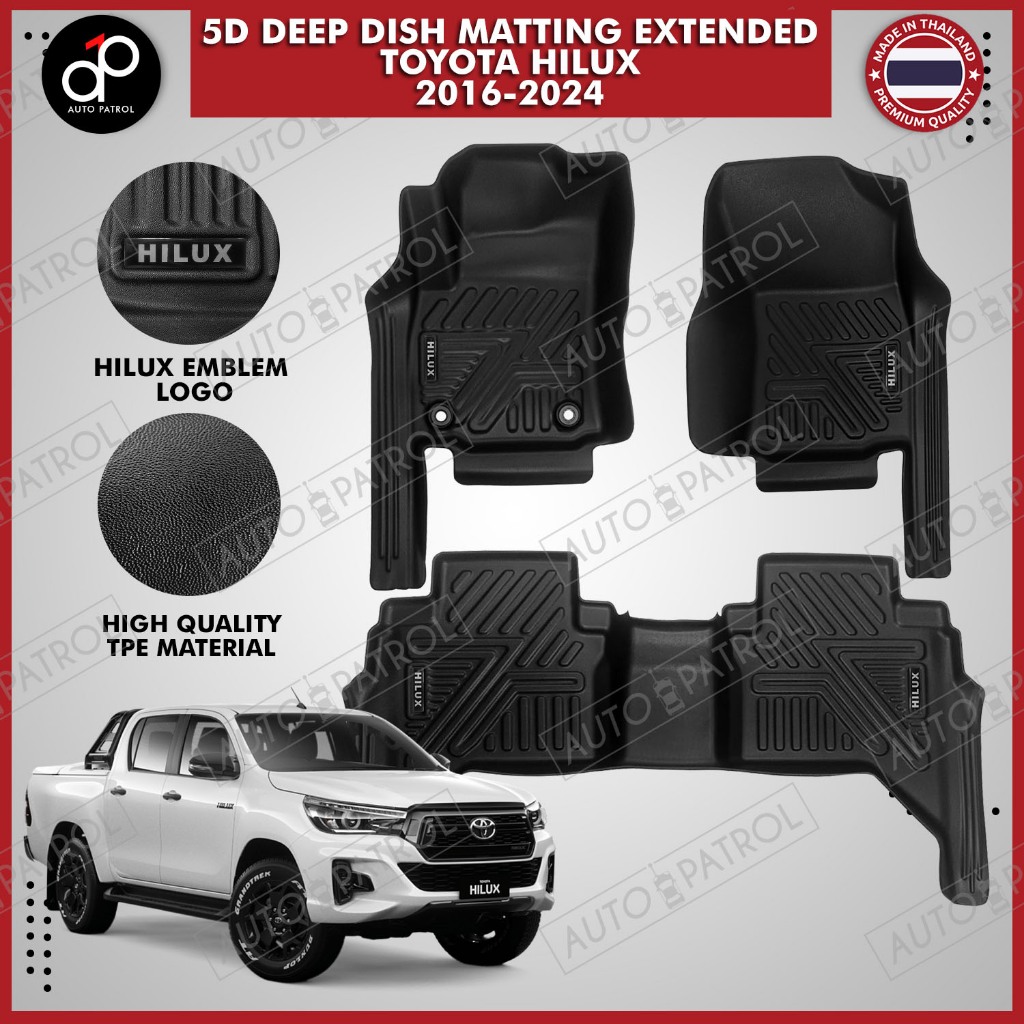 TOYOTA Hilux 2016-2024 5D DEEP DISH MATTING EXTENDED (Made in Thailand ...