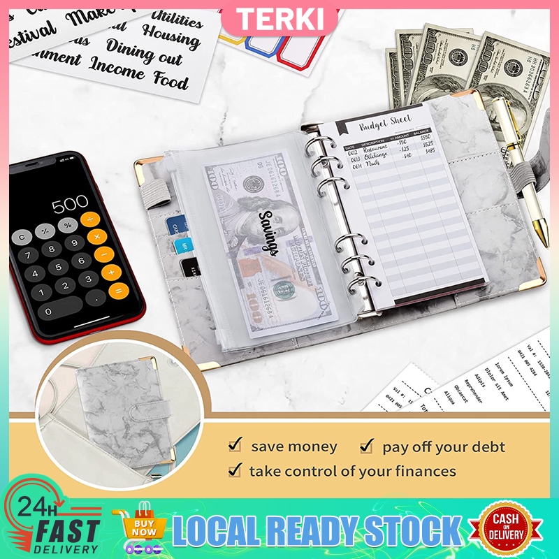 Budget Binder Set Money Organizer A6 PU Hand Ledger Loose Leaf Leather ...