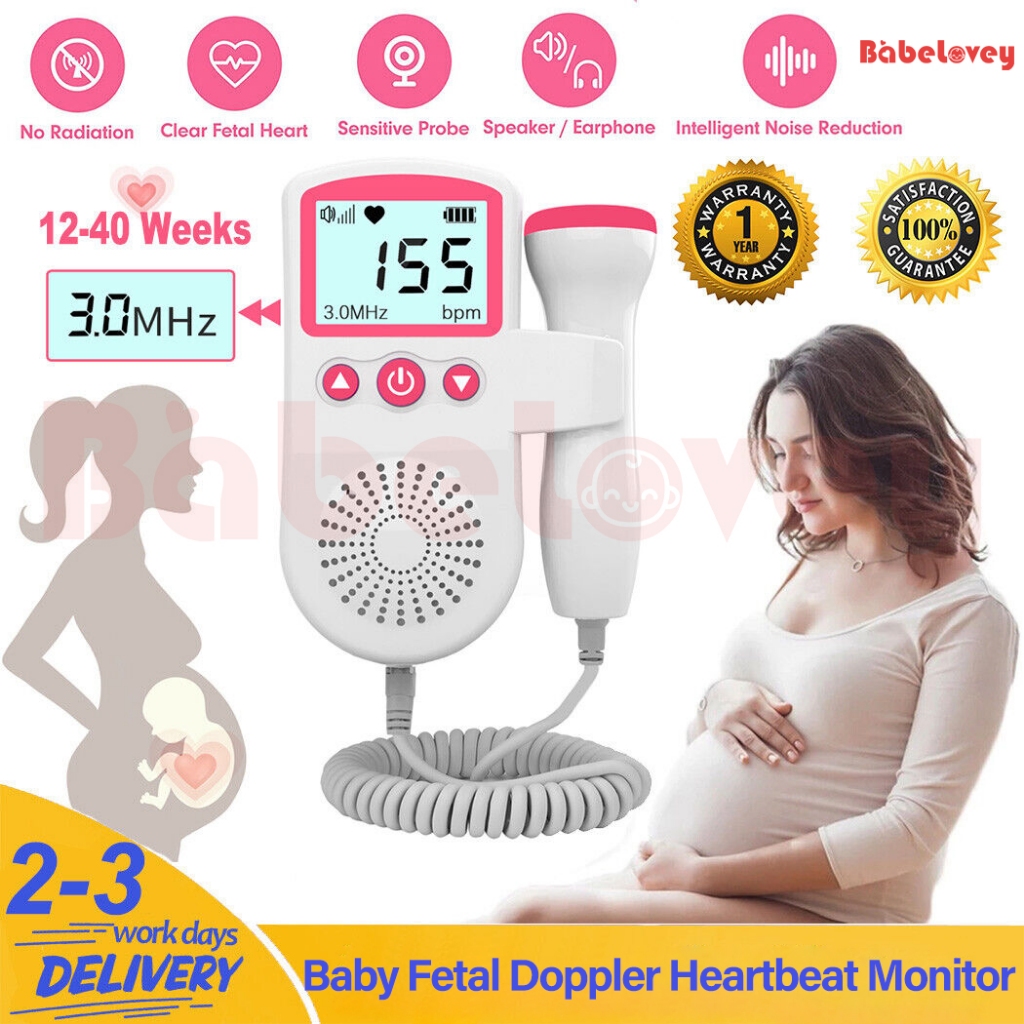 Fetal Doppler Rechargeable Baby Heart Monitor Device Medical LCD Screen ...